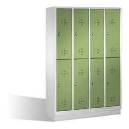 C+P Doppelstockspind Classic auf Sockel, 8 F&auml;cher, H1800xB1190xT500mm Front Resedagr&uuml;n Korpus Lichtgrau ; C + P M&ouml;belsysteme (8320-40|S10062)
