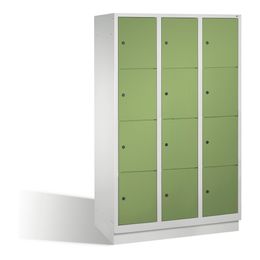 C+P F&auml;cherschrank Classic auf Sockel, 12 F&auml;cher, H1800xB1200xT500mm Front Resedagr&uuml;n Korpus Lichtgrau ; C + P M&ouml;belsysteme (8020-324|S10074)