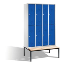 C+P Doppelstockspind Classic mit Sitzbank, 8 F&auml;cher, H2090xB1190xT500/815mm Front Enzianblau Korpus Lichtgrau ; C + P M&ouml;belsysteme (8350-40|S10037)