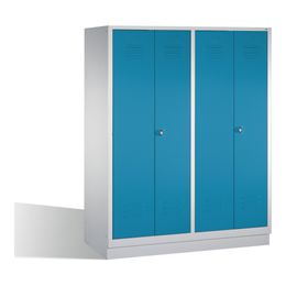 C+P Doppelspind Classic auf Sockel, 4 Abteile, H1800xB1590xT500mm Front Lichtblau Korpus Lichtgrau ; C + P M&ouml;belsysteme (8022-42|S10001)