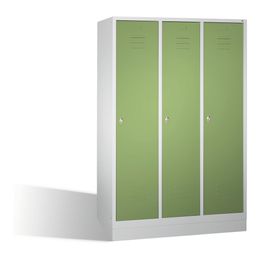 C+P Umkleidespind Classic auf Sockel, 3 Abteile, H1800xB1200xT500mm Front Resedagr&uuml;n Korpus Lichtgrau ; C + P M&ouml;belsysteme (8020-32|S10111)