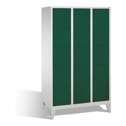 C+P F&auml;cherschrank Classic auf F&uuml;&szlig;en, 15 F&auml;cher, H1850xB1200xT500mm Front Resedagr&uuml;n Korpus Lichtgrau ; C + P M&ouml;belsysteme (8010-325|S10032)