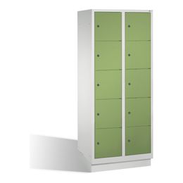 C+P F&auml;cherschrank Classic auf Sockel, 10 F&auml;cher, H1800xB810xT500mm Front Resedagr&uuml;n Korpus Lichtgrau ; C + P M&ouml;belsysteme (8020-225|S10018)