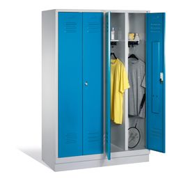 C+P Doppelspind Classic auf Sockel, 4 Abteile, H1800xB1190xT500mm Front Lichtblau Korpus Lichtgrau ; C + P M&ouml;belsysteme (8022-40|S10009)