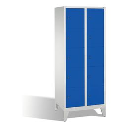 C+P F&auml;cherschrank Classic auf F&uuml;&szlig;en, 10 F&auml;cher, H1850xB810xT500mm Front Enzianblau Korpus Lichtgrau ; C + P M&ouml;belsysteme (8010-225|S10004)