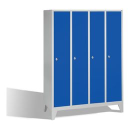 C+P Umkleidespind Classic auf F&uuml;&szlig;en, 4 Abteile, H1850xB1590xT500mm Front Enzianblau Korpus Lichtgrau ; C + P M&ouml;belsysteme (8010-42|S10010)
