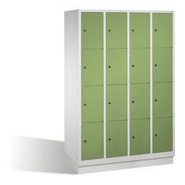 C+P F&auml;cherschrank Classic auf Sockel, 16 F&auml;cher, H1800xB1190xT500mm Front Resedagr&uuml;n Korpus Lichtgrau ; C + P M&ouml;belsysteme (8020-404|S10036)