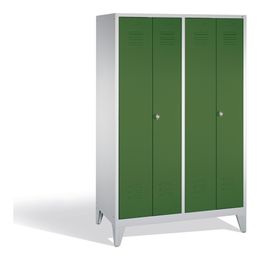 C+P Doppelspind Classic auf F&uuml;&szlig;en, 4 Abteile, H1850xB1190xT500mm Front Resedagr&uuml;n Korpus Lichtgrau ; C + P M&ouml;belsysteme (8012-40|S10085)