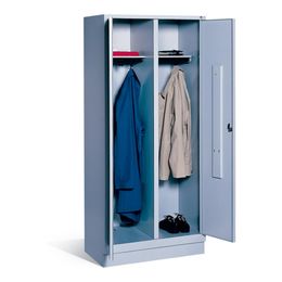 C+P Doppelspind Classic auf Sockel, 2 Abteile, H1800xB810xT500mm Front Lichtgrau Korpus Lichtgrau ; C + P M&ouml;belsysteme (8022-22|S10002)
