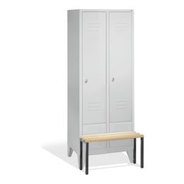 C+P Umkleidespind Classic mit Sitzbank, 2 Abteile, H1850xB810xT500/815mm Front Lichtgrau Korpus Lichtgrau ; C + P M&ouml;belsysteme (8030-22|S10009)