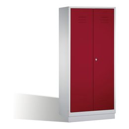 C+P Doppelspind Classic auf Sockel, 2 Abteile, H1800xB810xT500mm Front Rubinrot Korpus Lichtgrau ; C + P M&ouml;belsysteme (8022-22|S10003)