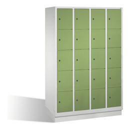 C+P F&auml;cherschrank Classic auf Sockel, 20 F&auml;cher, H1800xB1190xT500mm Front Resedagr&uuml;n Korpus Lichtgrau ; C + P M&ouml;belsysteme (8020-405|S10022)