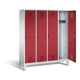 C+P Garderobenschrank Evolo, H1850xB1590xT500mm, Front Rubinrot, Korpus Lichtgrau (48010-42) ; C + P M&ouml;belsysteme (48010-42|S10049)