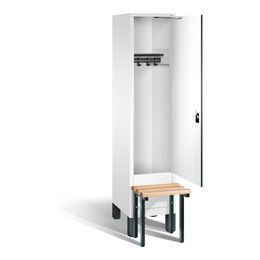 C+P Garderobenschrank Evolo, H1850xB420xT815mm, Front Dekor Wei&szlig;, Korpus Verkehrswei&szlig;, Gestell Schwarzgrau (48030-12) ; C + P M&ouml;belsysteme (48030-12|S10100)