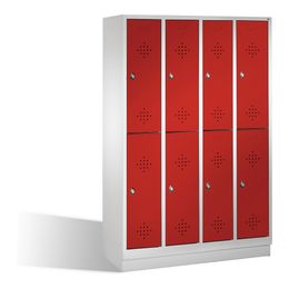 C+P Doppelstockspind Classic auf Sockel, 8 F&auml;cher, H1800xB1190xT500mm Front Rubinrot Korpus Lichtgrau ; C + P M&ouml;belsysteme (8320-40|S10008)