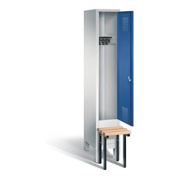 C+P Garderobenschrank Evolo, H1850xB320xT815mm, Front Enzianblau, Korpus Lichtgrau, Gestell Schwarzgrau (48030-10) ; C + P M&ouml;belsysteme (48030-10|S10019)