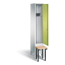 C+P Garderobenschrank Evolo, H1850xB320xT815mm, Front Viridingr&uuml;n, Korpus Lichtgrau, Gestell Schwarzgrau (48030-10) ; C + P M&ouml;belsysteme (48030-10|S10083)