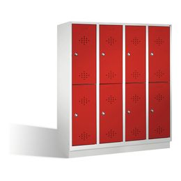 C+P Doppelstockspind Classic auf Sockel, 8 F&auml;cher, H1800xB1590xT500mm Front Rubinrot Korpus Lichtgrau ; C + P M&ouml;belsysteme (8320-42|S10023)