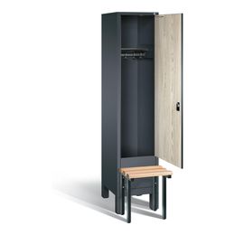 C+P Garderobenschrank Evolo, H1850xB420xT815mm, Front Dekor Sen-Esche, Korpus Anthrazitgrau, Gestell Schwarzgrau (48030-12) ; C + P M&ouml;belsysteme (48030-12|S10098)