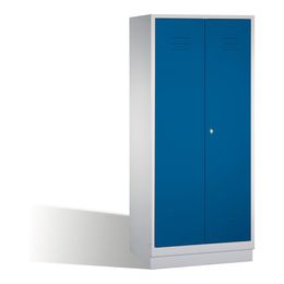C+P Doppelspind Classic auf Sockel, 2 Abteile, H1800xB810xT500mm Front Enzianblau Korpus Lichtgrau ; C + P M&ouml;belsysteme (8022-22|S10011)