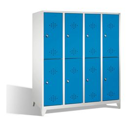 C+P Doppelstockspind Classic auf F&uuml;&szlig;en, 8 F&auml;cher, H1850xB1590xT500mm Front Lichtblau Korpus Lichtgrau ; C + P M&ouml;belsysteme (8310-42|S10015)
