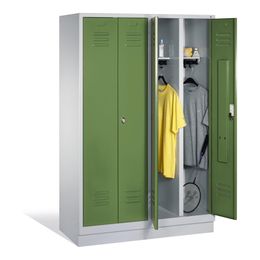 C+P Doppelspind Classic auf Sockel, 4 Abteile, H1800xB1190xT500mm Front Resedagr&uuml;n Korpus Lichtgrau ; C + P M&ouml;belsysteme (8022-40|S10061)