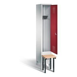 C+P Garderobenschrank Evolo, H1850xB320xT815mm, Front Rubinrot, Korpus Lichtgrau, Gestell Schwarzgrau (48030-10) ; C + P M&ouml;belsysteme (48030-10|S10018)