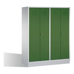 C+P Doppelspind Classic auf Sockel, 4 Abteile, H1800xB1590xT500mm Front Resedagr&uuml;n Korpus Lichtgrau ; C + P M&ouml;belsysteme (8022-42|S10017)