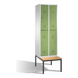 C+P Doppelstockspind Classic mit Sitzbank, 4 F&auml;cher, H2090xB610xT500/815mm Front Resedagr&uuml;n Korpus Lichtgrau ; C + P M&ouml;belsysteme (8350-20|S10189)