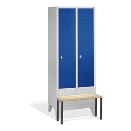 C+P Umkleidespind Classic mit Sitzbank, 2 Abteile, H1850xB810xT500/815mm Front Enzianblau Korpus Lichtgrau ; C + P M&ouml;belsysteme (8030-22|S10014)
