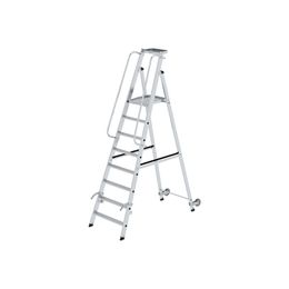 MUNK Aluminium-Stehleiter einseitig begehbar Rollen und Griff 8 Stufen (051088)