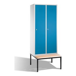 C+P Umkleidespind Classic mit Sitzbank, 2 Abteile, H2090xB810xT500/815mm Front Lichtblau Korpus Lichtgrau ; C + P M&ouml;belsysteme (8050-22|S10037)