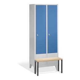 C+P Umkleidespind Classic mit Sitzbank, 2 Abteile, H1850xB810xT500/815mm Front Lichtblau Korpus Lichtgrau ; C + P M&ouml;belsysteme (8030-22|S10000)
