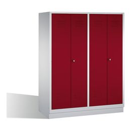 C+P Doppelspind Classic auf Sockel, 4 Abteile, H1800xB1590xT500mm Front Rubinrot Korpus Lichtgrau ; C + P M&ouml;belsysteme (8022-42|S10005)