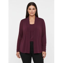sheego Gro&szlig;e Gr&ouml;&szlig;en Shirtjacke in offener Form, burgund, Gr&ouml;&szlig;e 48 - Damen