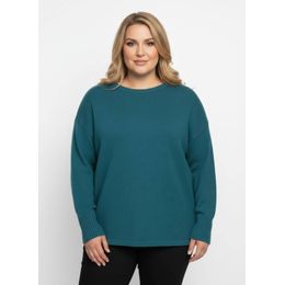 sheego Gro&szlig;e Gr&ouml;&szlig;en Pullover im Oversize-Schnitt, aquapetrol, Gr&ouml;&szlig;e 46 - Damen