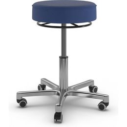 Arbeitshocker mit Gasfeder-H&ouml;henverstellung, Sitz aus Kunstleder, &Oslash; 360 mm, atollblau kaiserkraft