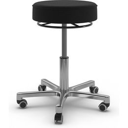 Arbeitshocker mit Gasfeder-H&ouml;henverstellung, Sitz aus Kunstleder, &Oslash; 360 mm, schwarz kaiserkraft