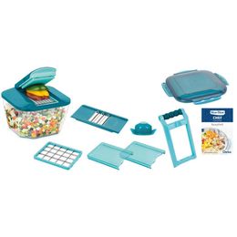 Genius Gem&uuml;seschneiderset Nicer Dicer Chef Pro, Petrol, Metall, Kunststoff, 12-teilig, 20.5x24.5x25 cm, Lfgb, Reach, Kochen, K&uuml;chenhelfer, K&uuml;chenreiben