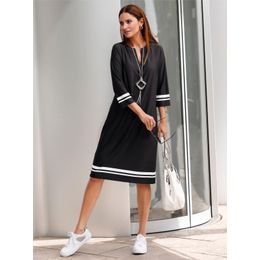 WITT Damen Jerseykleid mit 3/4-&Auml;rmeln, schwarz-ecru, Gr&ouml;&szlig;e 40