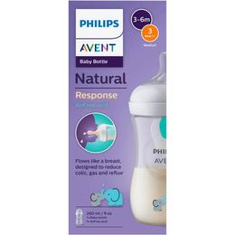Babyflasche Natural Response AirFreeVentil wei&szlig;/Elefant, ab dem 3. Monat, 260ml Philips Avent