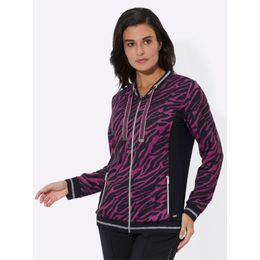feel good Damen Jacke, magenta-schwarz-bedruckt, Gr&ouml;&szlig;e 44/46