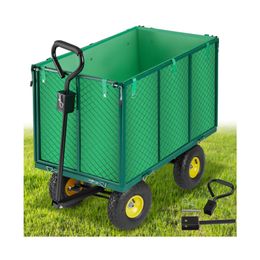 TecTake&reg; Bollerwagen, mit klappbaren Seitenw&auml;nden, leichtg&auml;ngige Lenkachse mit gepolstertem Griff, Belastbarkeit 544 kg