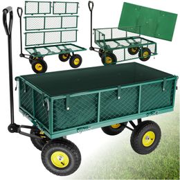 TecTake&reg; Bollerwagen, mit klappbaren Seitenw&auml;nden, leichtg&auml;ngige Lenkachse mit gepolstertem Griff, Belastbarkeit 350 kg