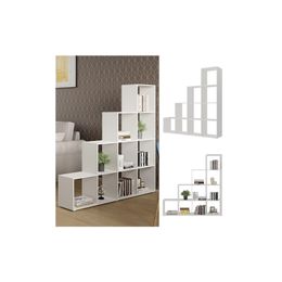 VICCO Treppenregal Aramis Wei&szlig;, 138 x 143 cm, Standregal mit 10 F&auml;cher
