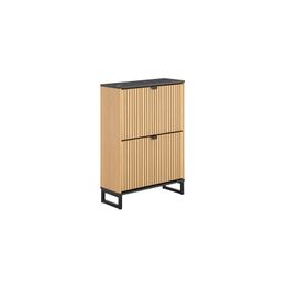 sobuy Schuhschrank mit 2 T&uuml;ren Holzfarbe 60x24x88,5cm Nordisch