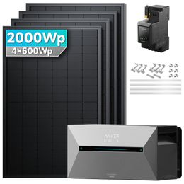 Solarmars&reg; 2000W Balkonkraftwerk mit Speicher, Anker SOLIX Solarbank 2 E1600 pro - Mit Ziegeldachhalterung