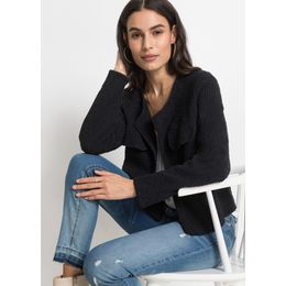 bonprix Boucl&eacute; Strickjacke, schwarz, Gr.36/38 (S), Stylische Kurz-Strickjacke aus Boucl&eacute;garn, 81% Baumwolle