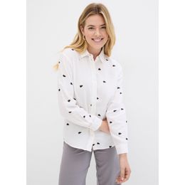 bonprix Musselin-Bluse mit Herzen, wei&szlig;, 100% Baumwolle,Musselin