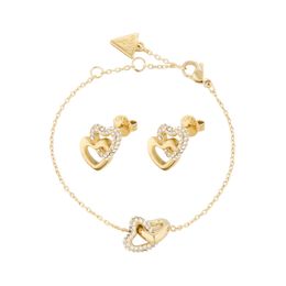 Guess Schmuckset: Armband und Ohrringe Damen Gr&ouml;&szlig;e One Size gold / transparent